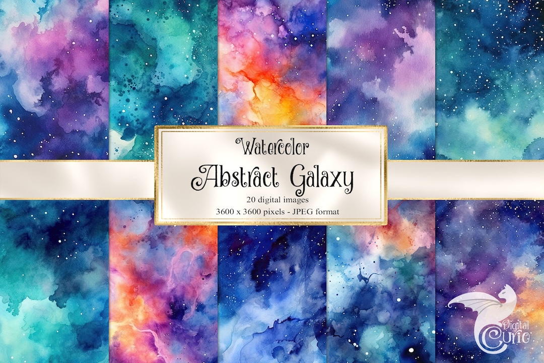 Watercolor Abstract Galaxy Digital Paper - Watercolor Printable Instant ...