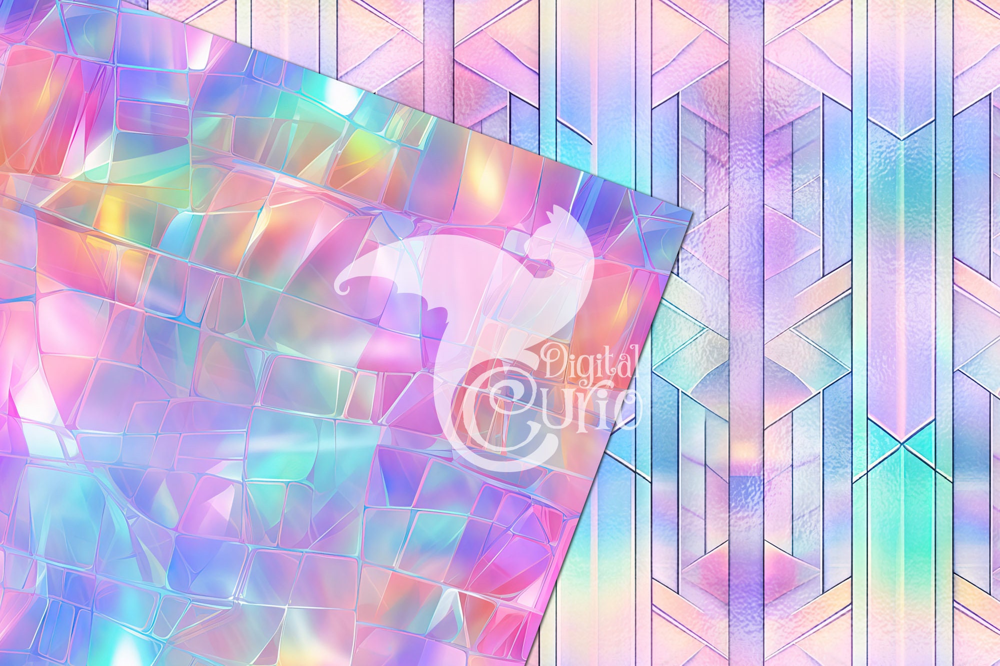 Iridescent Glass Digital Paper: Seamless Rainbow Textures (digital ...