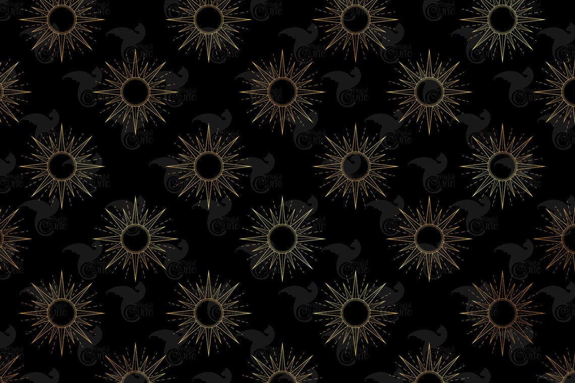 Celestial Gold Mystic Digital Paper Seamless Patterns With - Etsy