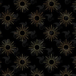 Celestial Gold Mystic Digital Paper, Seamless Patterns With Occult ...