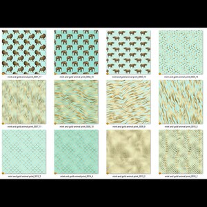 Mint and Gold Animal Skins Digital Paper, Seamless African Animal Print ...