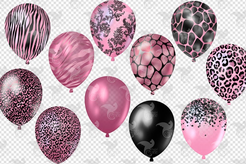 Pink and Black Safari Balloons Clipart, PNG (digital Download) - Etsy