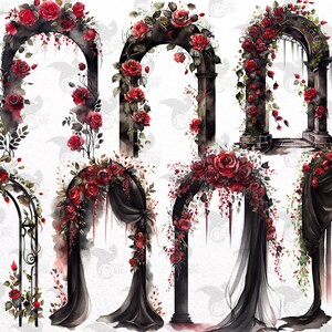 Watercolor Gothic Arches Clipart - Vampire Floral Wedding Arch PNG ...