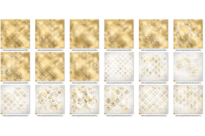 White and Gold Distressed Damask Digital Paper (digital Download) - Etsy