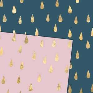 Gold Rain Drops Digital Paper, Seamless Patterns (digital Download) - Etsy