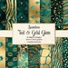 Teal and Gold Glam Digital Paper, Seamless Gold and Teal Glitter Glam ...