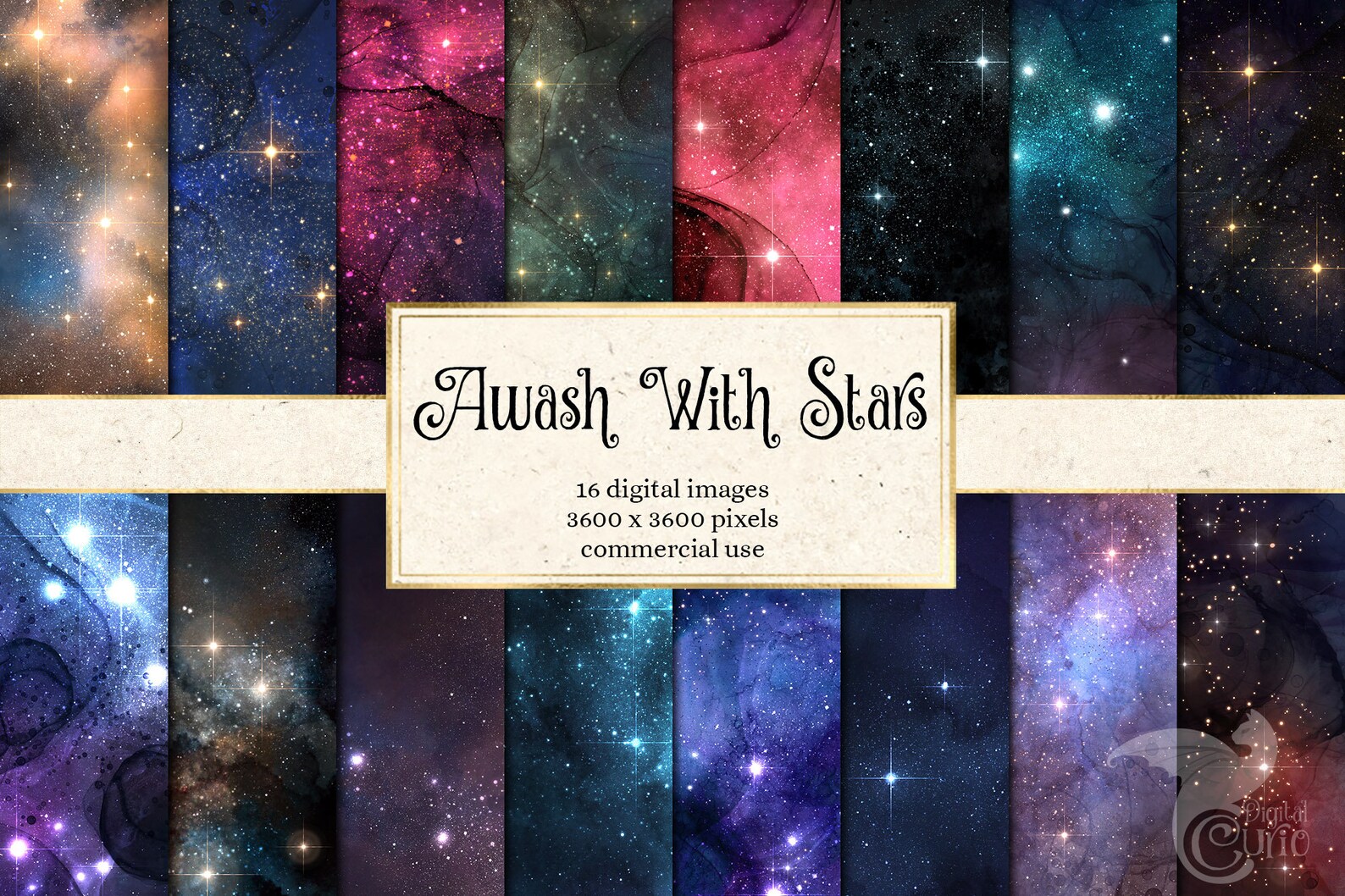 Awash With Stars Digital Paper Watercolor Galaxy Star - Etsy Australia