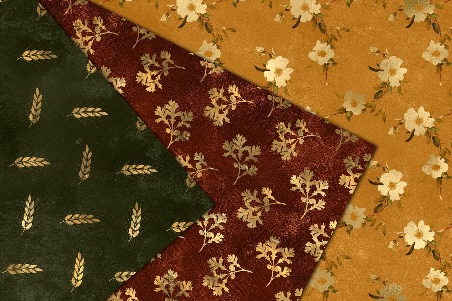 Golden Thanksgiving Digital Paper, Seamless Autumn Patterns Fall ...