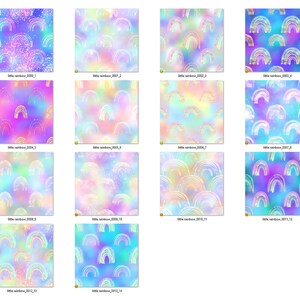Little Rainbows Digital Paper - Seamless Iridescent Glitter and Foil ...