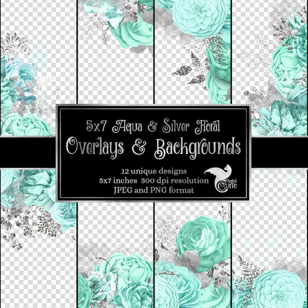 Aqua Flower Clipart - Etsy