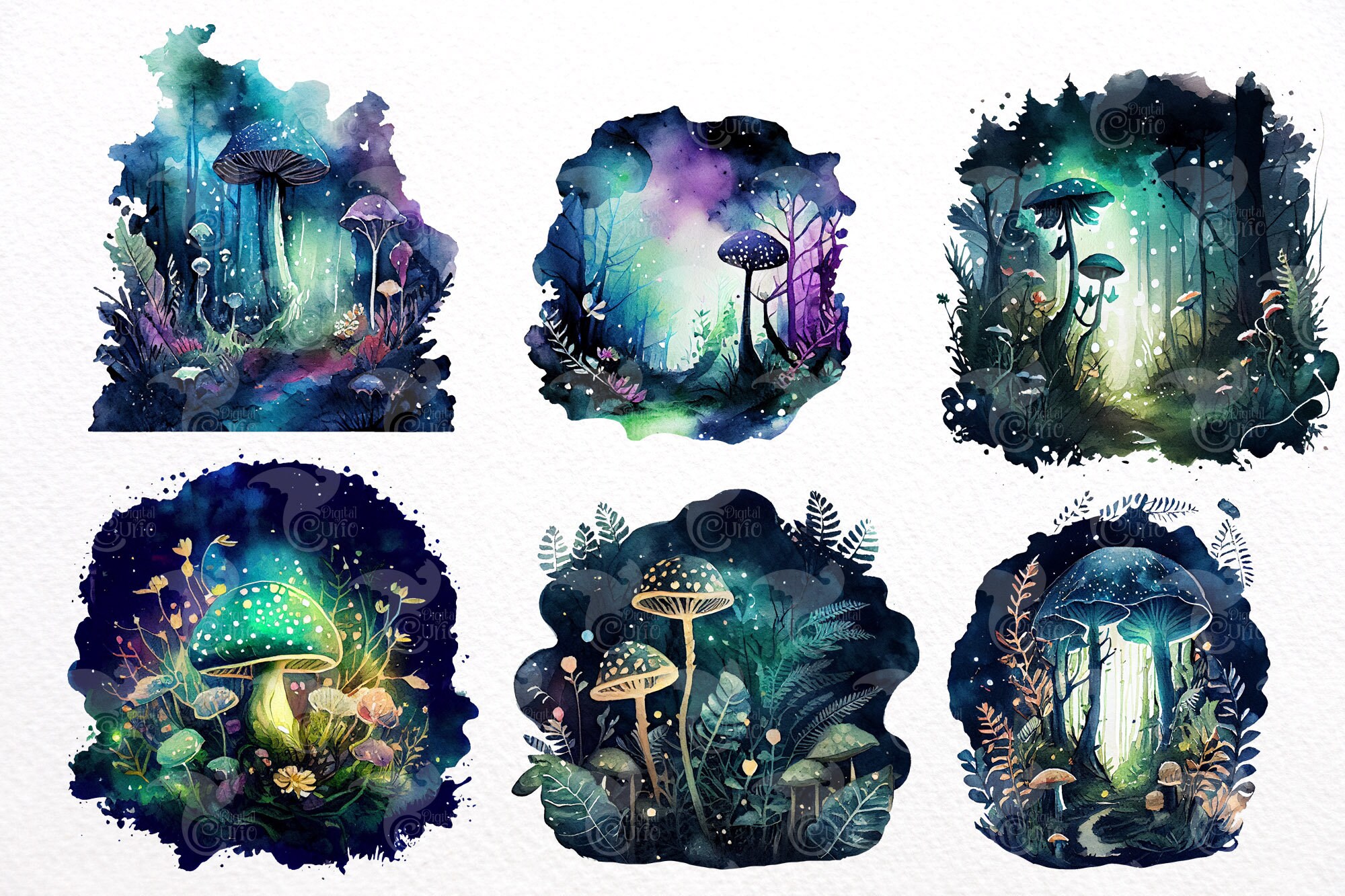 Watercolor Magic Mushrooms Clipart Dark Fantasy Watercolor - Etsy UK