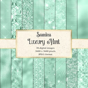 Luxury Mint Textures Digital Paper, Glitter Foil, Backgrounds, Metallic ...