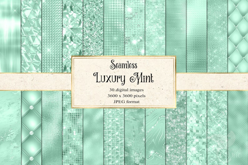 Mint Green Glitter Digital Paper, Scrapbook Backgrounds (digital ...