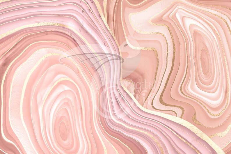 Watercolor Rose Gold Agate Clipart Agate and Geode Digital - Etsy