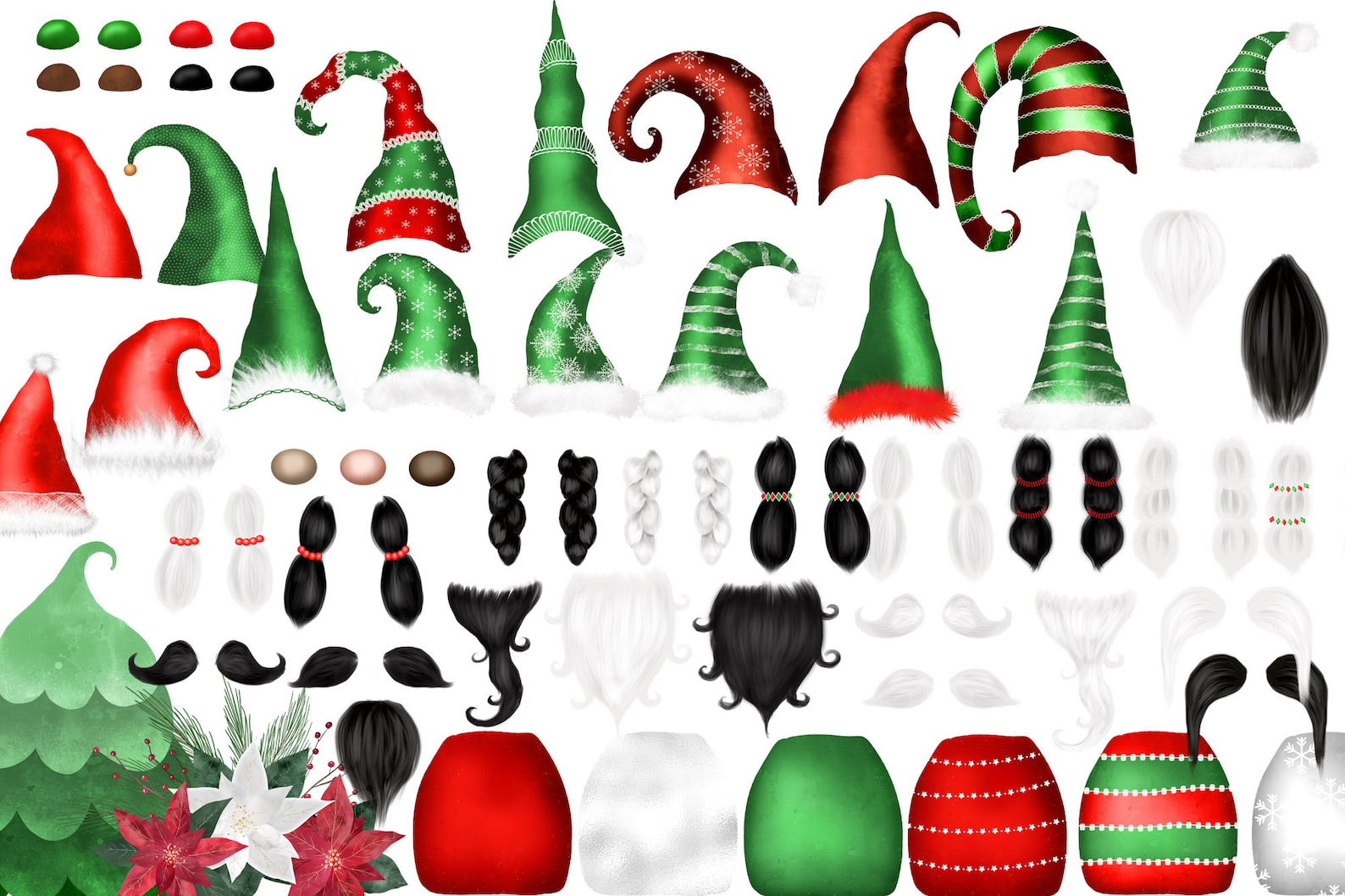 Build Your Own Christmas Gnome Cute Gnomes Clip Art Graphics | Etsy