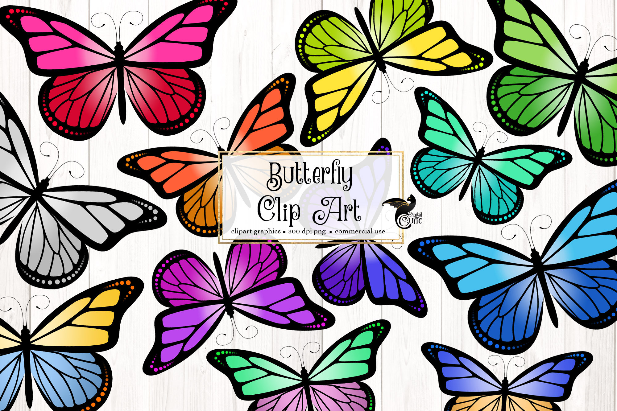 Rainbow Butterfly Clipart