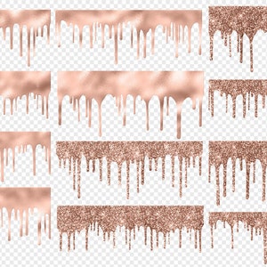 Dripping Rose Gold Clipart Rose Gold Glitter Drips Like | Etsy Canada