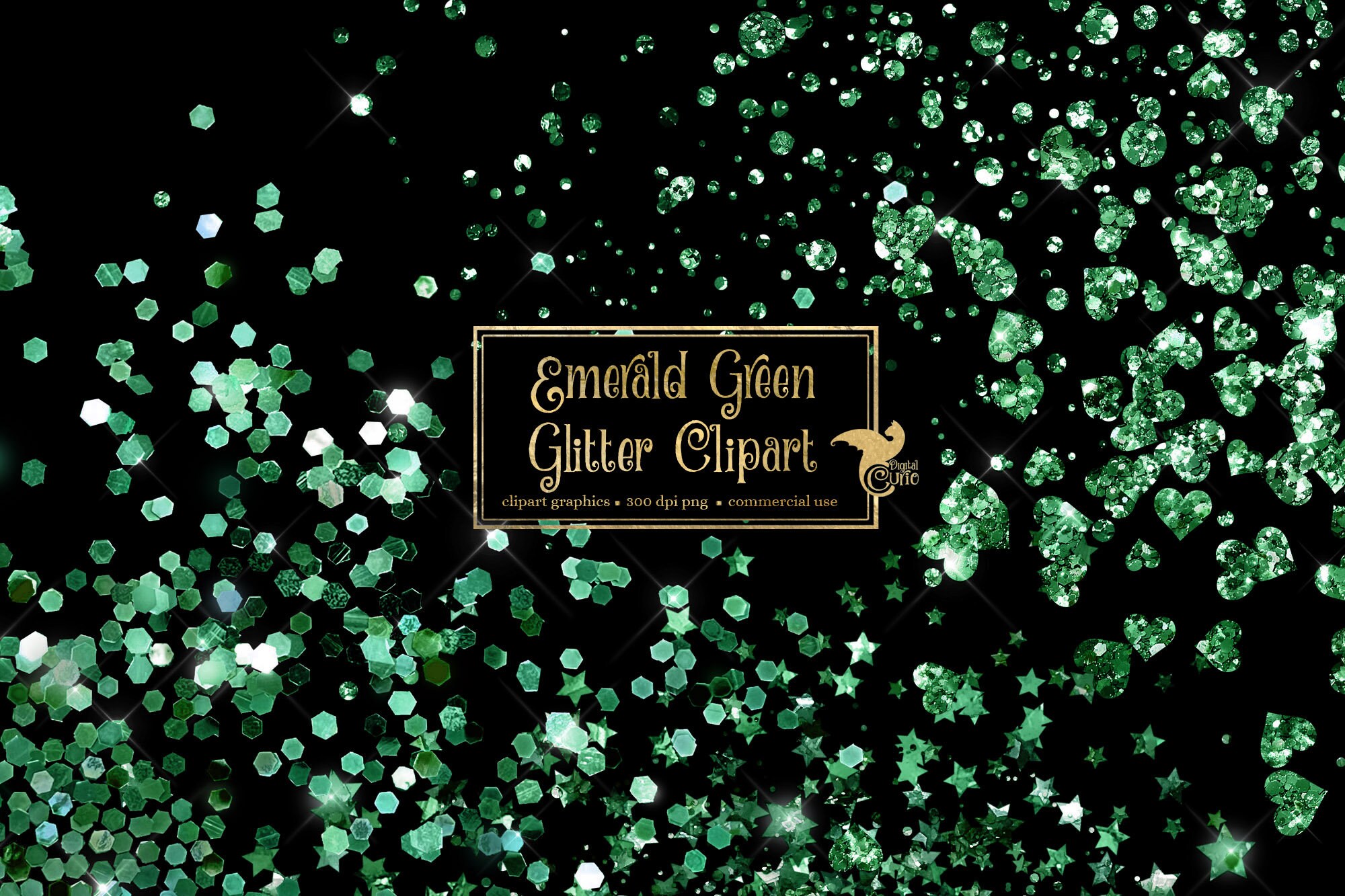 Emerald Green Glitter Background