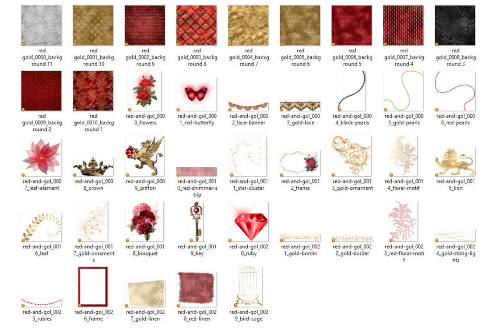 Red and Gold Digital Scrapbook Kit Gold Foil Textures Black - Etsy