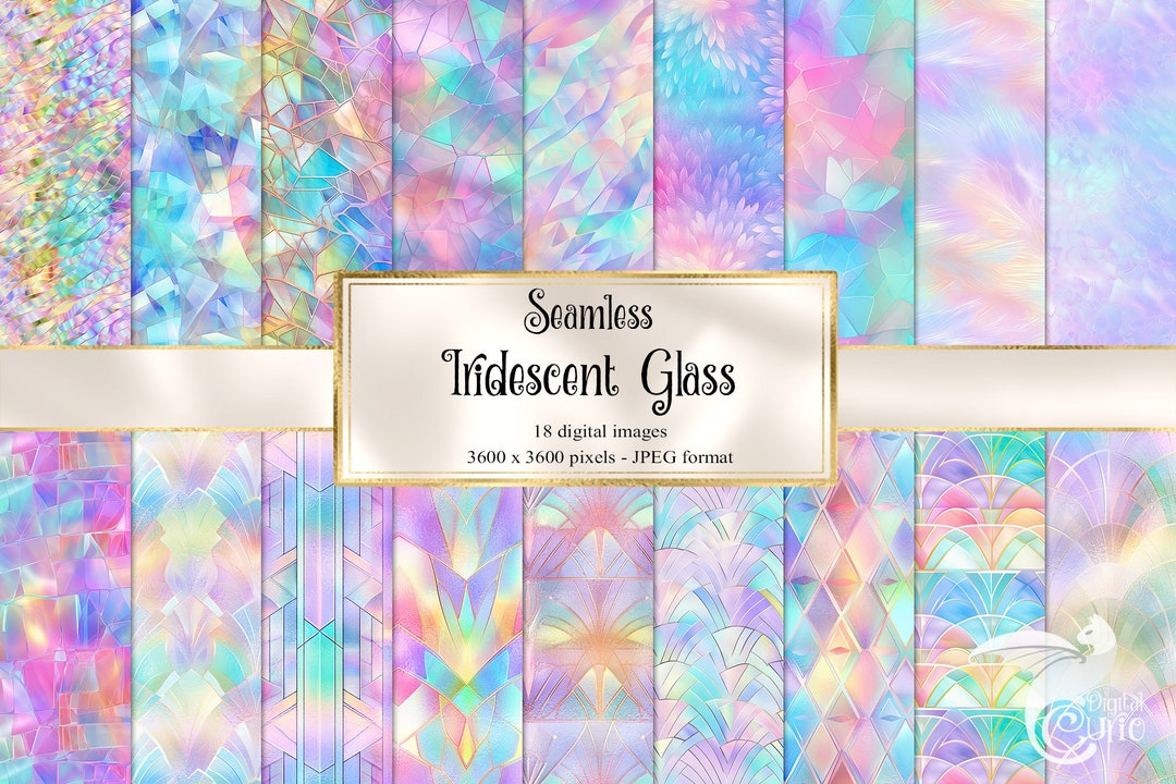 Iridescent Glass Digital Paper, Seamless Printable Textures Printable ...