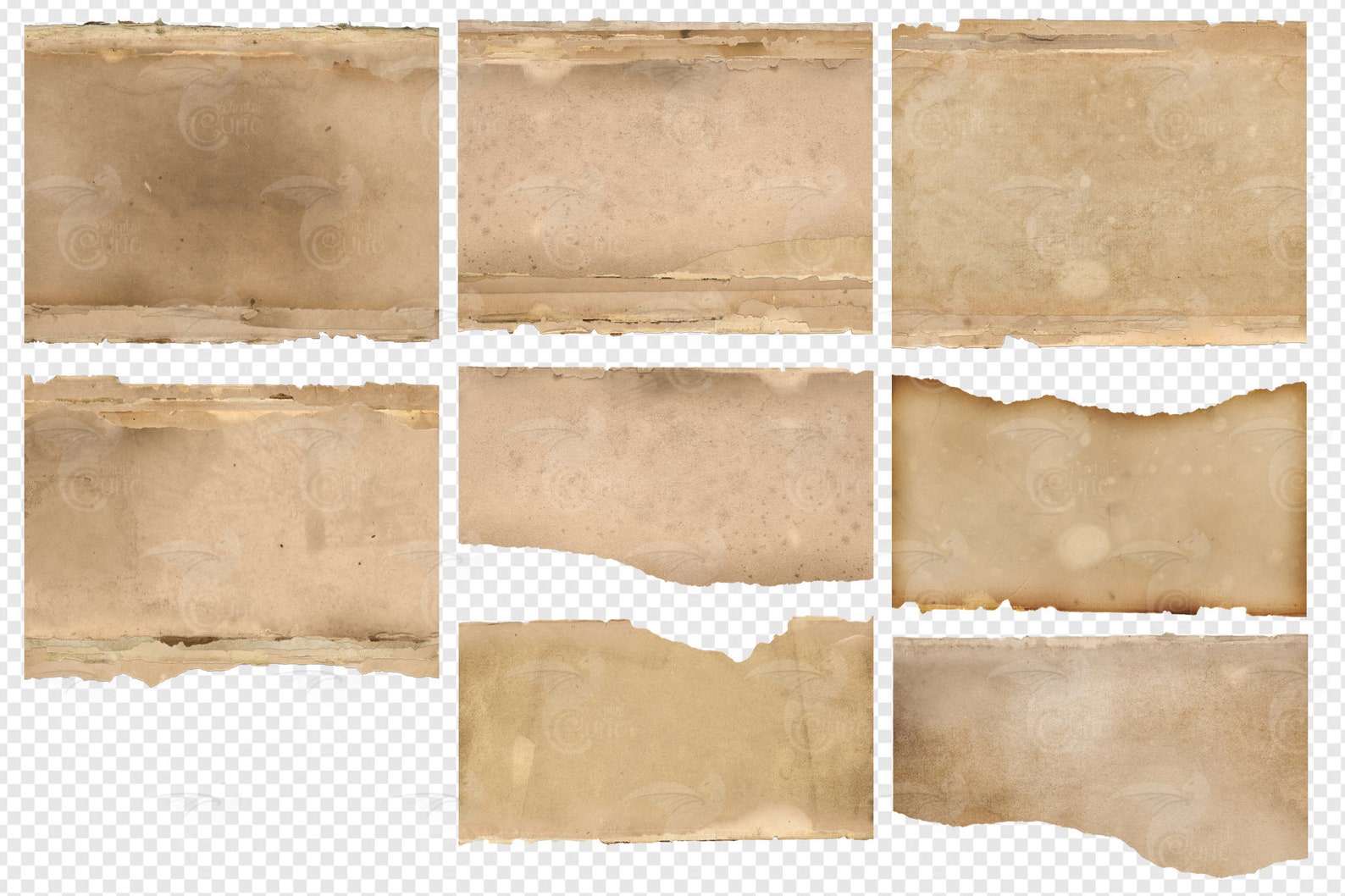 Torn Paper Edges Clip Art Digital Vintage Ripped Png Borders | Etsy
