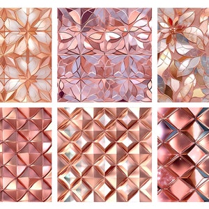 Rose Gold Glass Digital Paper, Seamless Rose Gold Textures, Printable ...