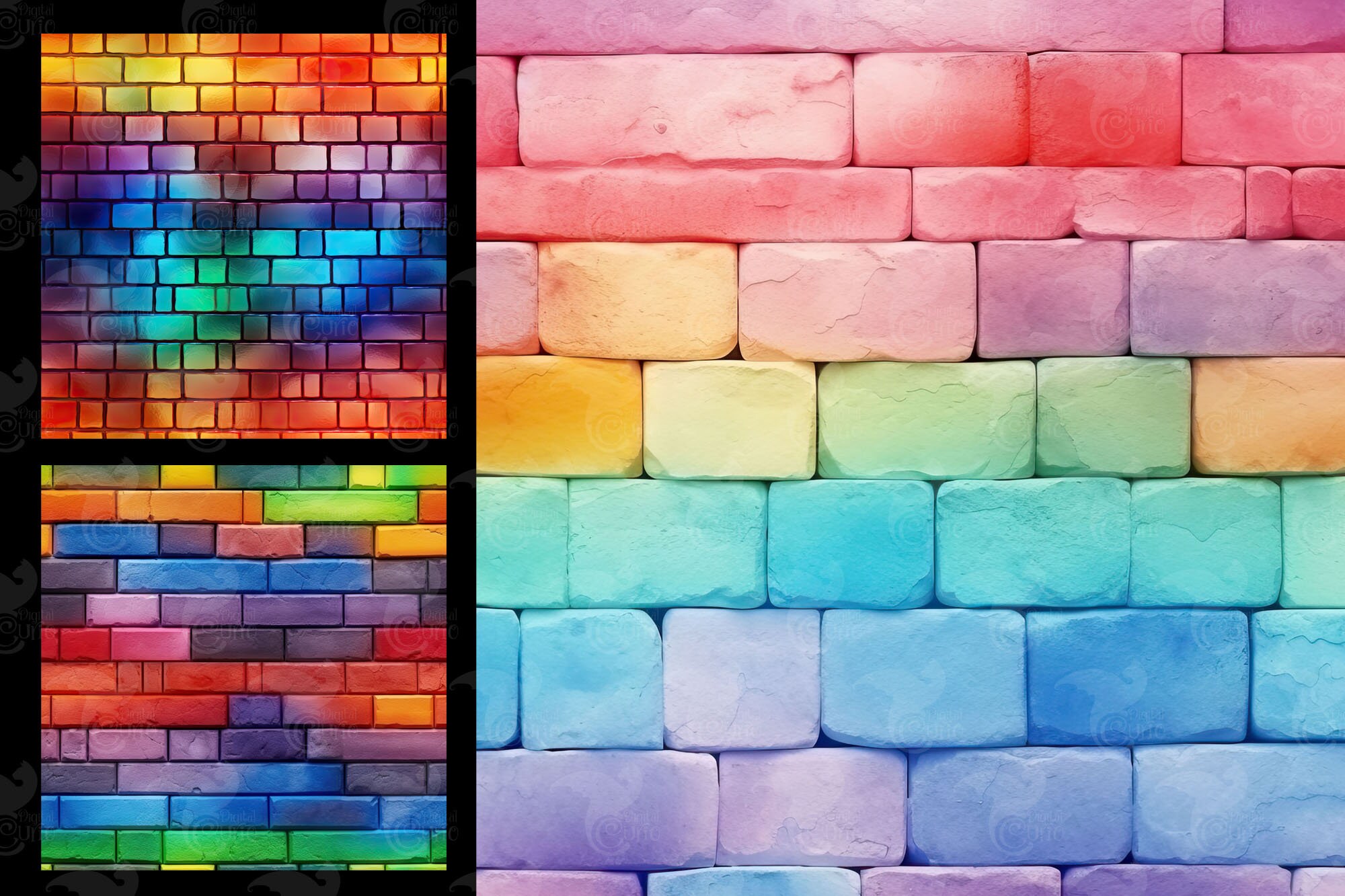 Rainbow Brick Textures, Seamless Digital Paper (digital Download) - Etsy