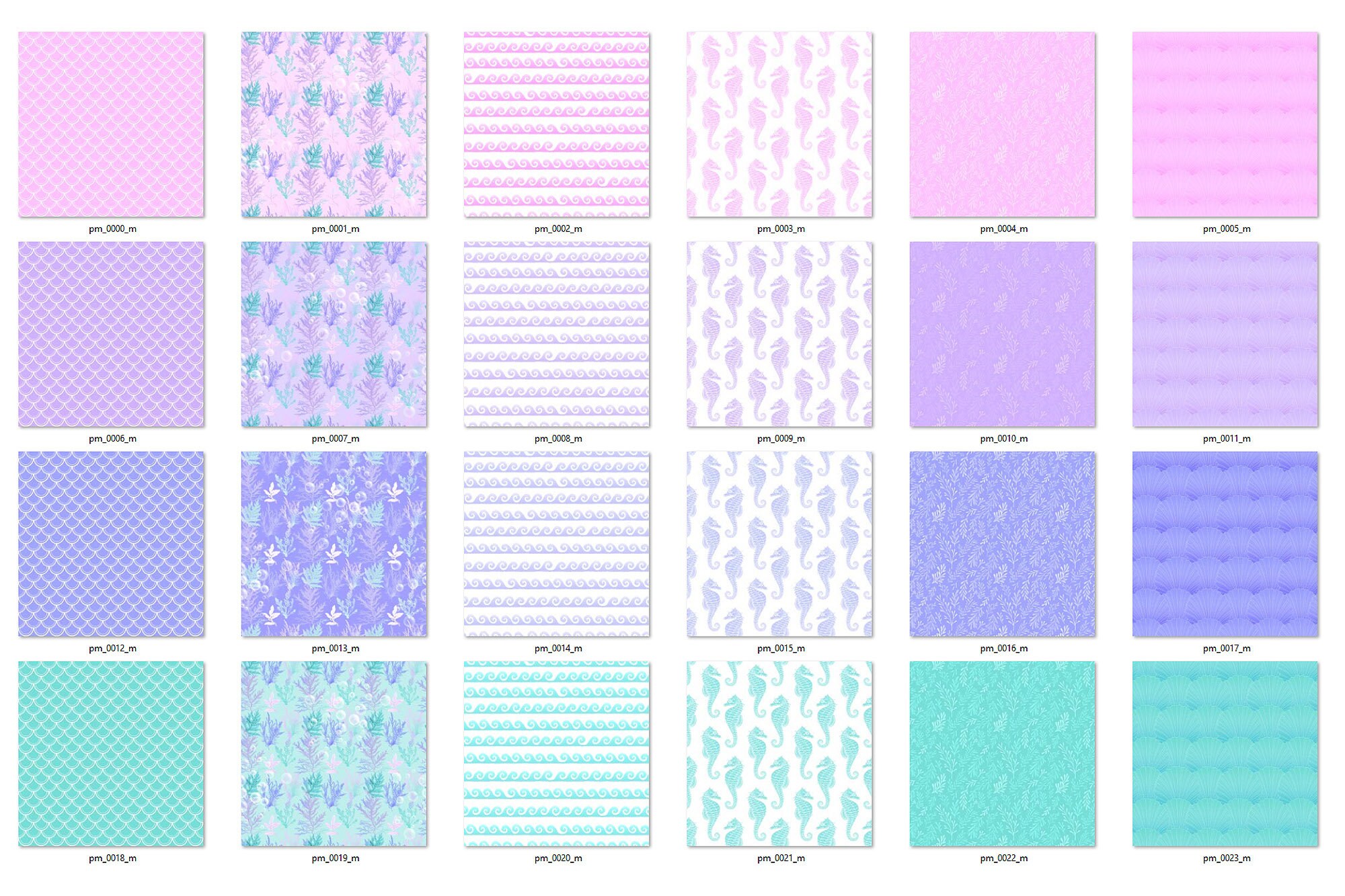 Pastel Mermaid Digital Paper Seamless Background Patterns - Etsy