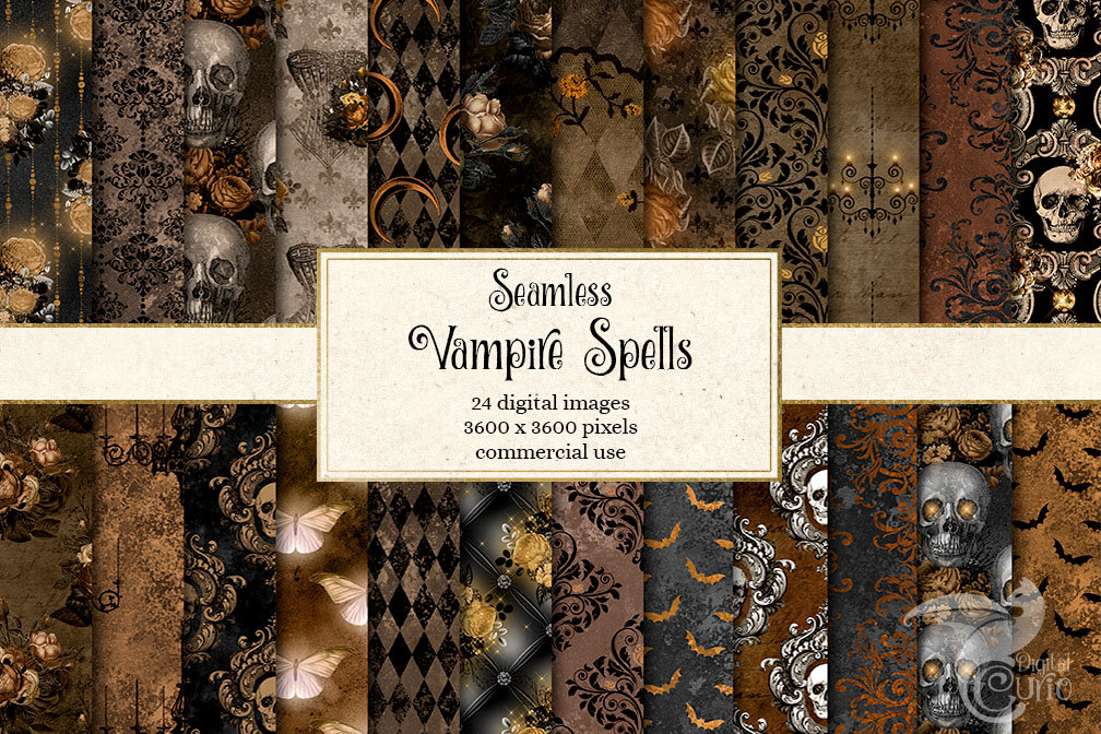 Vampire Spells Digital Paper Halloween Seamless Backgrounds - Etsy