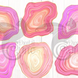 Watercolor Pink Agate Clipart, Agate and Geode Digital Graphic Elements ...