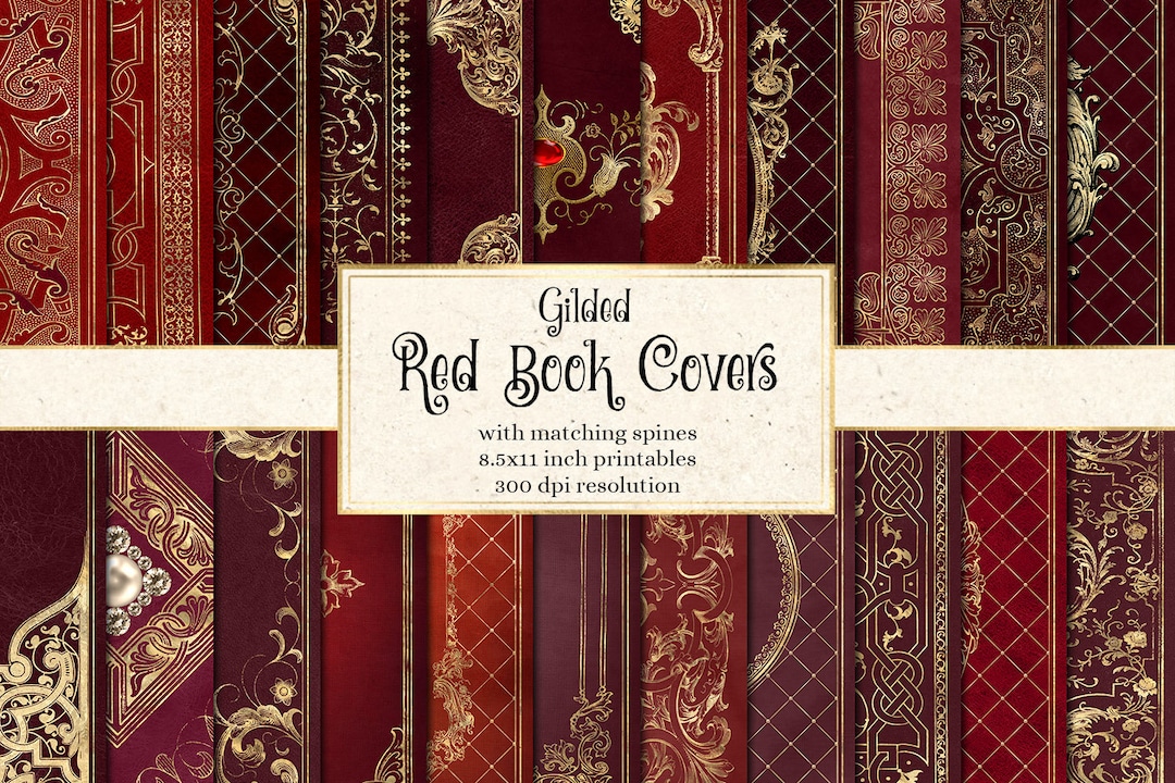 Gilded Red Book Covers, Ornate Vintage Style (digital Paper) - Etsy
