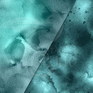 Teal Watercolor Digital Paper - Seamless Watercolor Textures Instant ...
