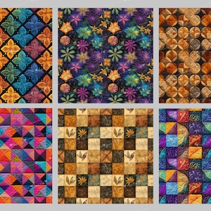 Batik Quilt Digital Paper, Seamless Textures Digital Paper, Printable ...