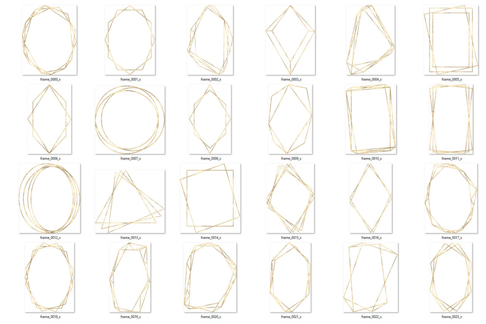 White and Gold Polygonal Frames Clipart Geometric Gold Frame | Etsy