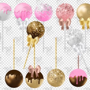 Glam Cake Pops Clipart, Glitter Dessert Clip Art Graphics in Png Format ...