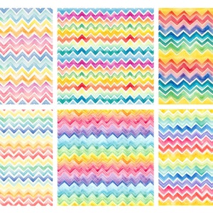 Watercolor Rainbow Chevron Digital Paper, Seamless Printable Textures ...