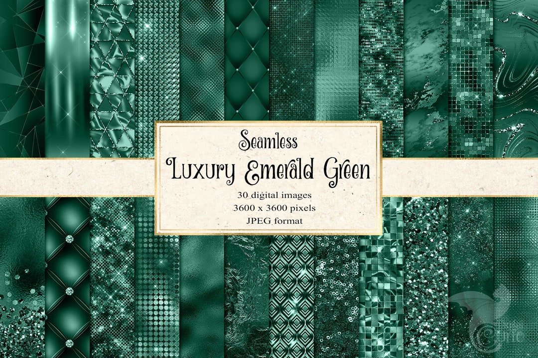 Luxury Emerald Digital Paper, Seamless Green Textures With Glitter and ...