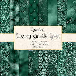 Luxury Emerald Digital Paper, Seamless Green Textures With Glitter and ...