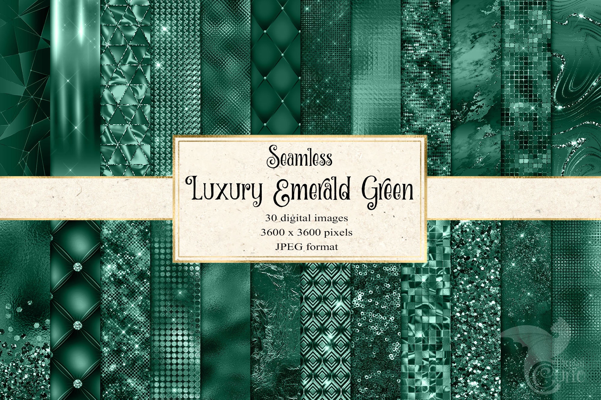 Luxury Emerald Digital Paper Seamless Green Textures With - Etsy