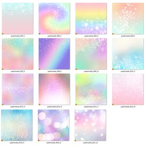 Rainbow Pastel Bokeh Digital Paper, Backgrounds in Soft Ombre Gradients ...