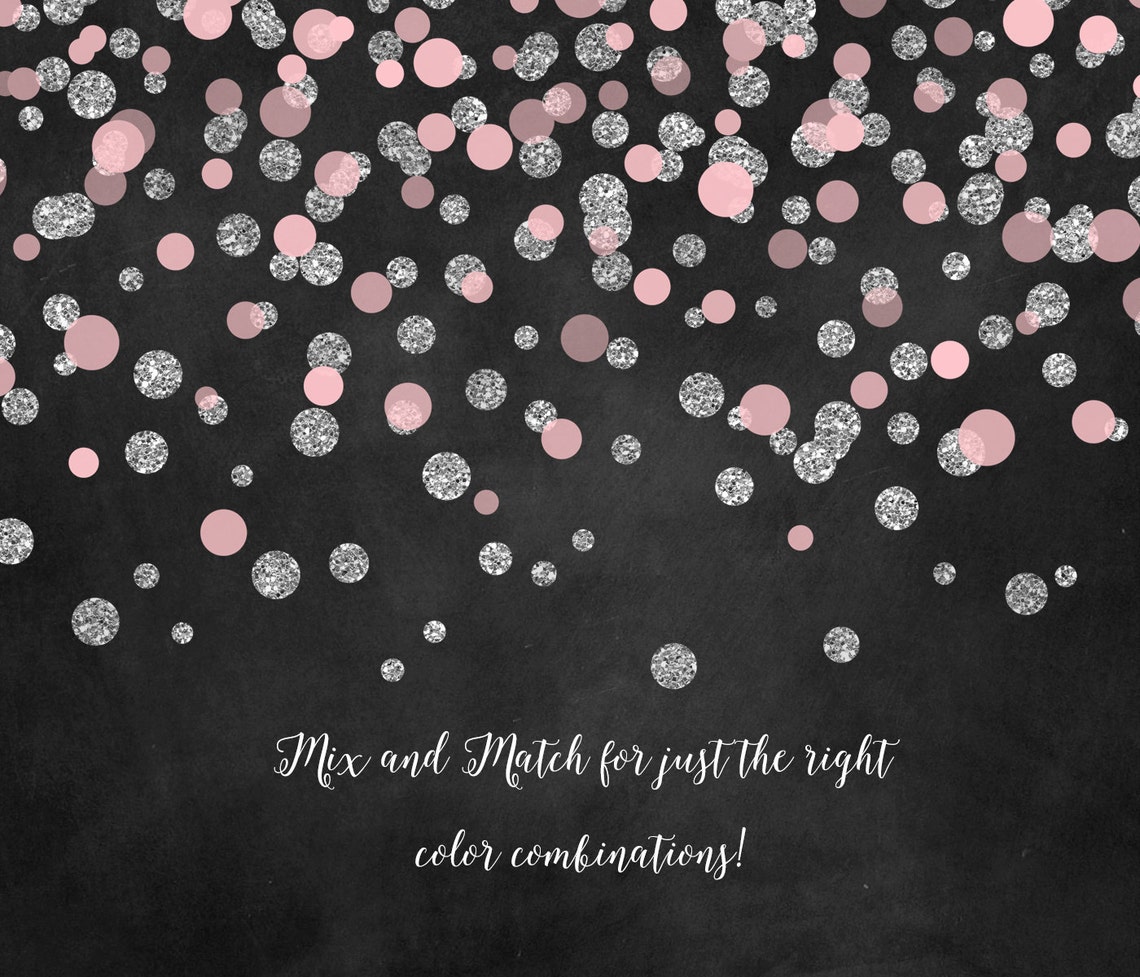 Party Confetti Overlays Clipart Pastel and Gold Foil Silver - Etsy