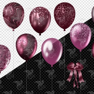 Burgundy Balloons Clipart - Digital Clip Art Graphics for Party ...