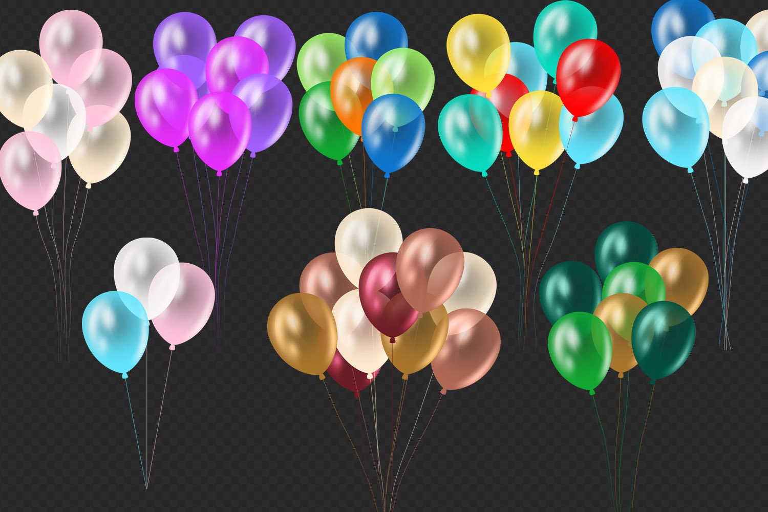 Rainbow Balloons Clipart Colorful Party Clip Art Balloons in - Etsy