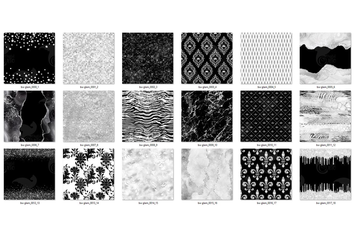 Black and White Glam Digital Paper Seamless Foil Glitter Glam - Etsy