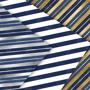 Blue Christmas Stripes Digital Paper - Seamless Navy Blue Christmas ...
