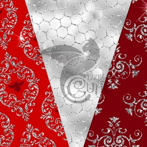 Red and Silver Honey Bee Digital Paper, Scrapbook Patterns (digital ...