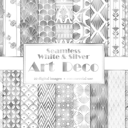 Black and Silver Art Deco Digital Paper Seamless Deco - Etsy
