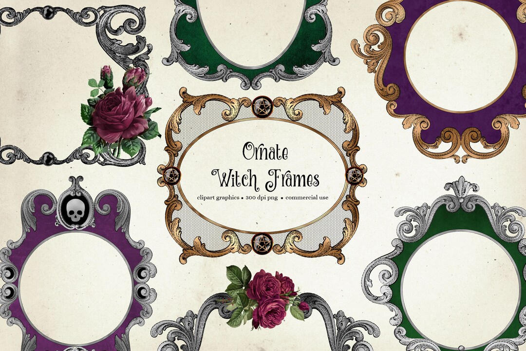 Ornate Witch Frames Clipart, Vintage Antique Royal Frames With ...