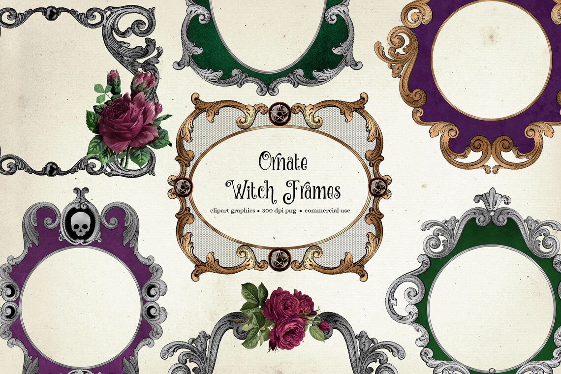 Ornate Witch Frames Clipart Vintage Antique Royal Frames With | Etsy