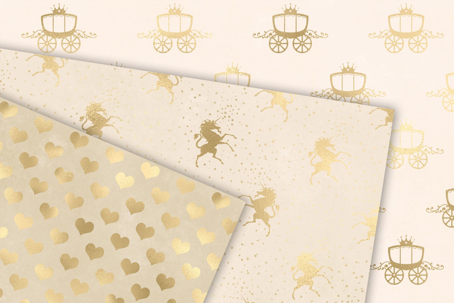 Ivory and Gold Princess Digital Paper, Seamless Printable Patterns ...